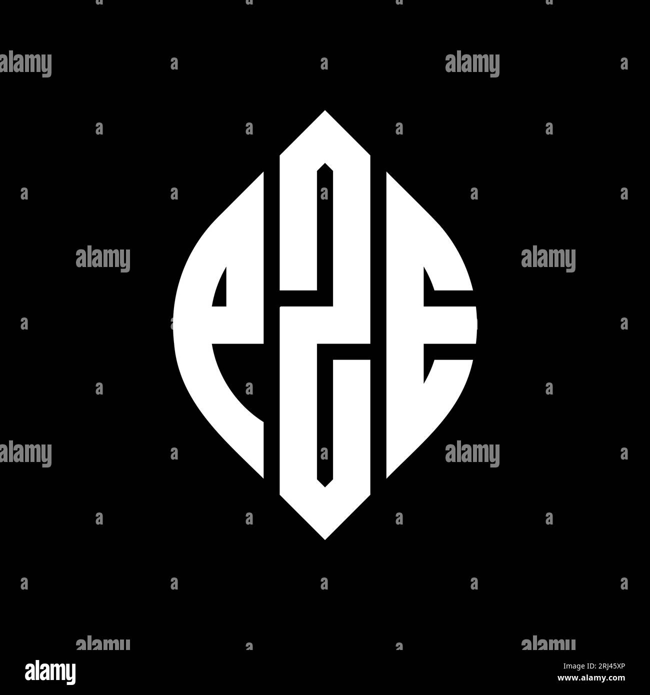 PZE circle letter logo design with circle and ellipse shape. PZE ...