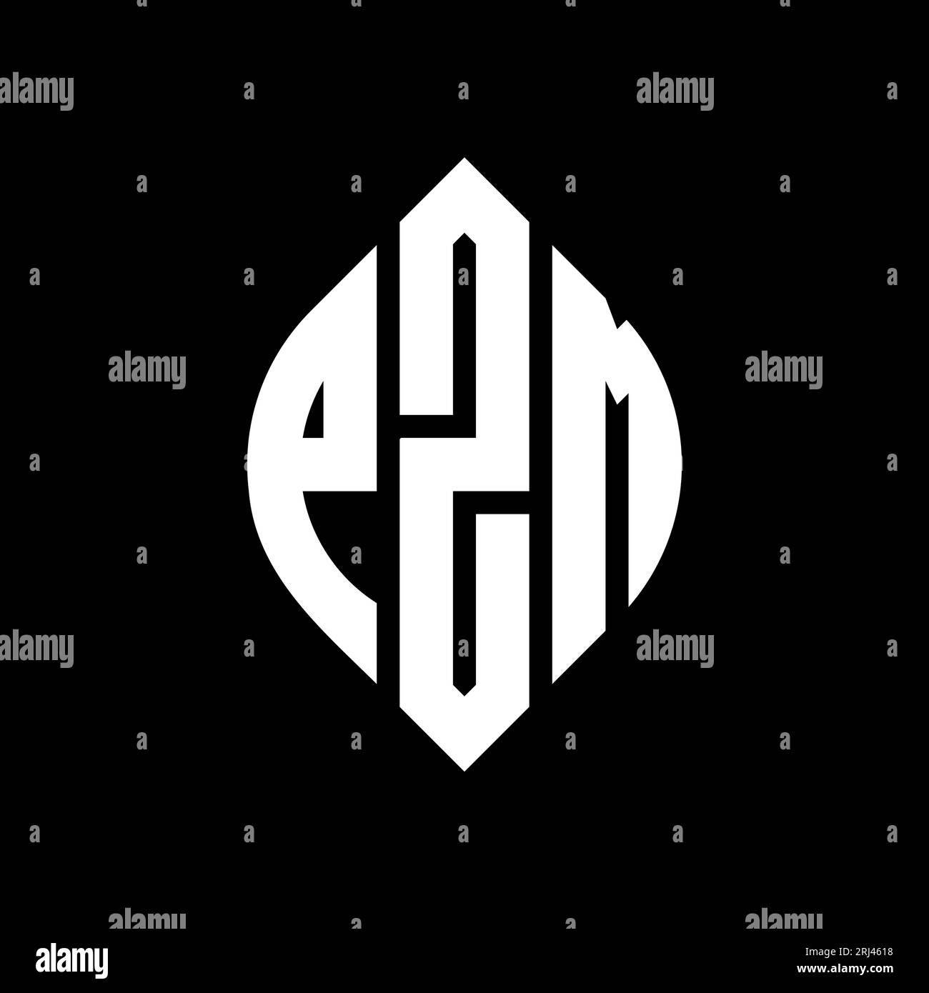 PZM circle letter logo design with circle and ellipse shape. PZM ...