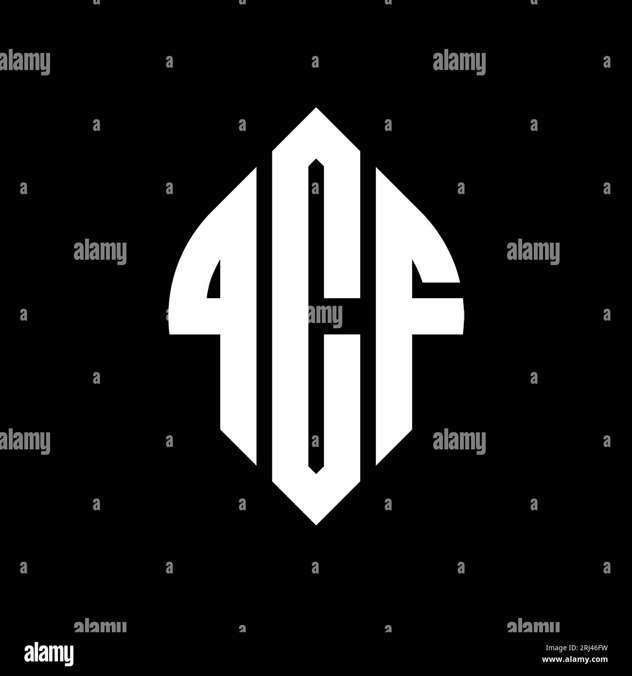 QCF circle letter logo design with circle and ellipse shape. QCF ...