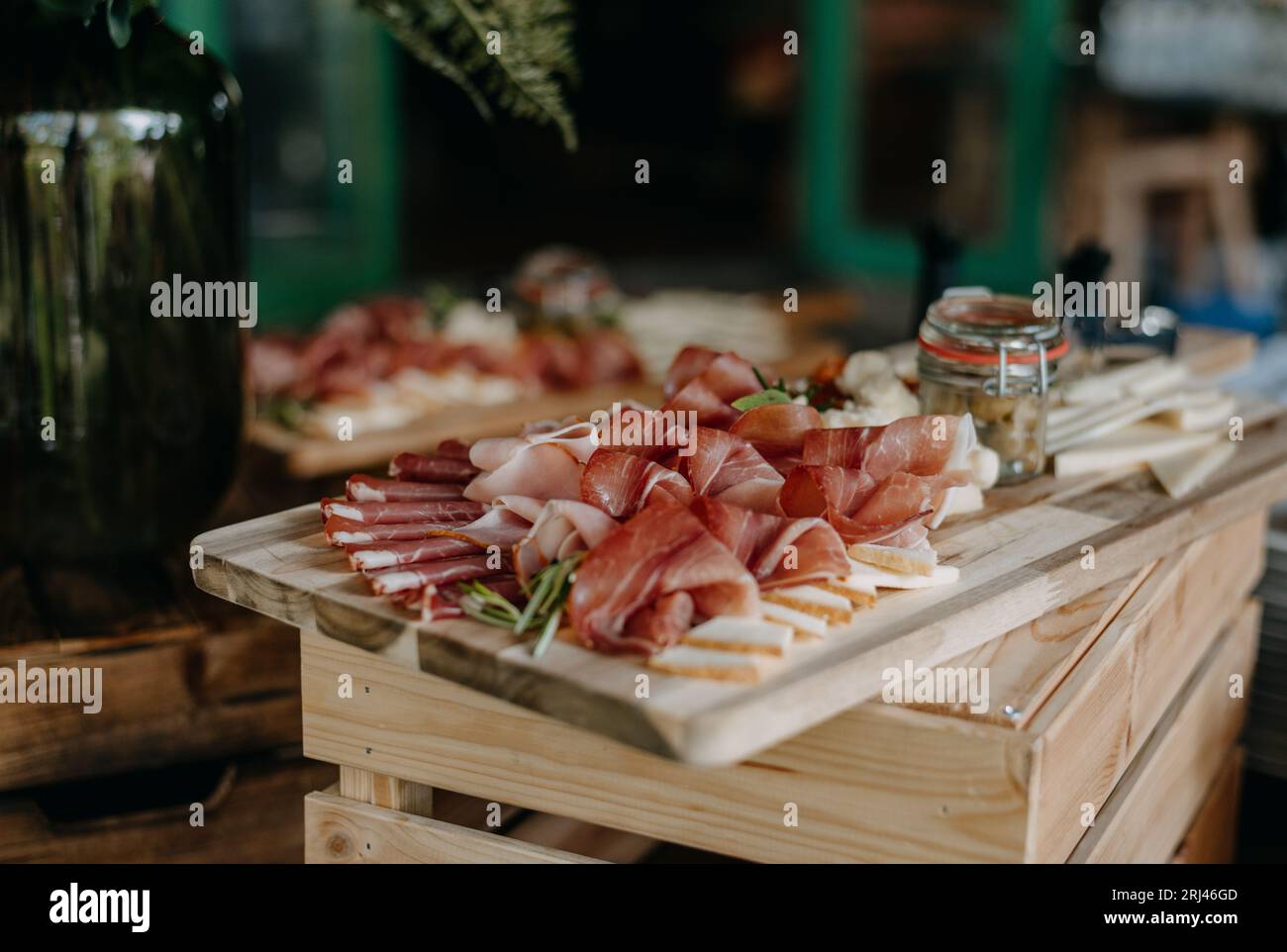Close-up photo of charcuterie board at an event, party or wedding ...