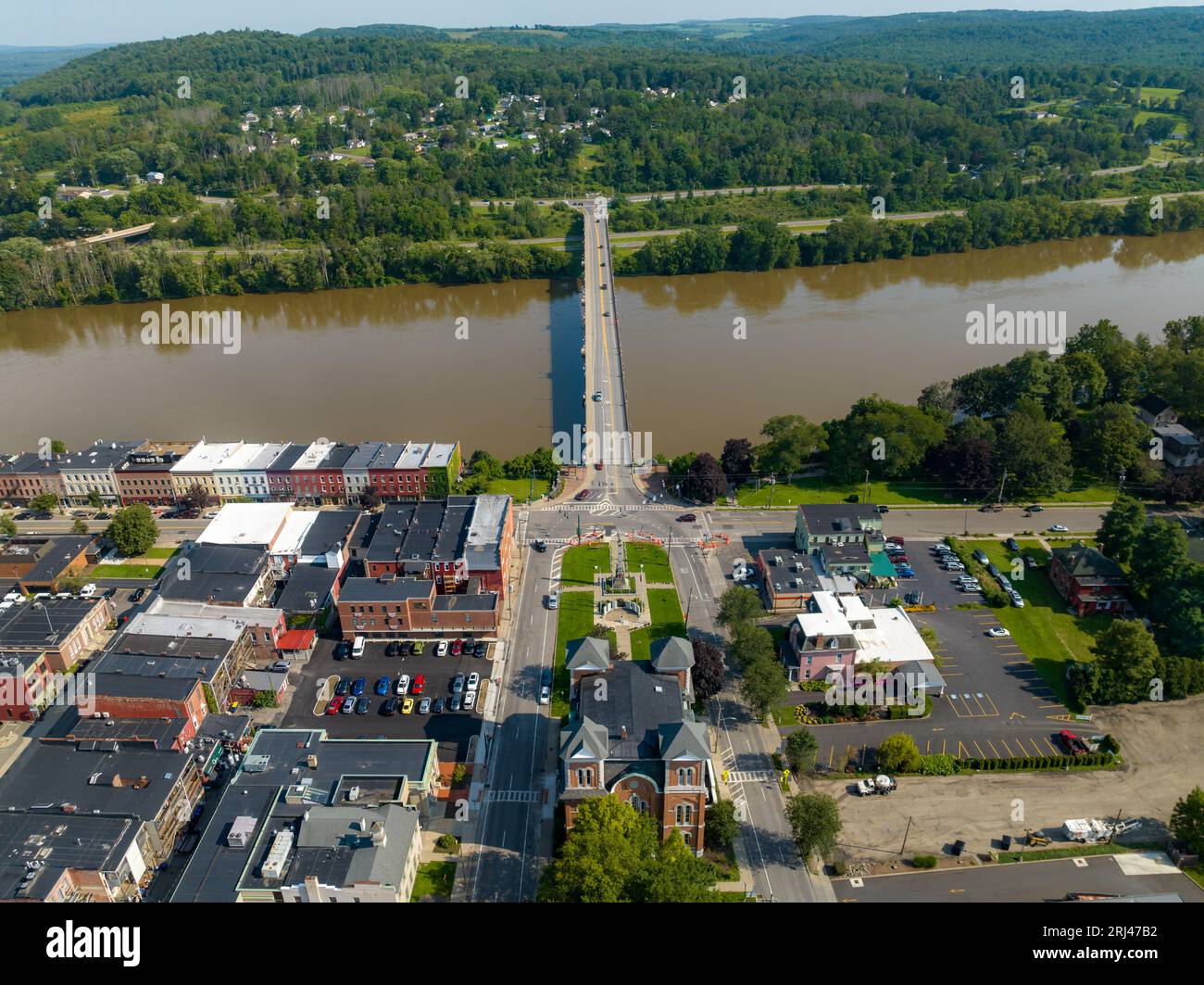 August 2023 aerial photo of Village of Owego, Tioga County, NY Stock ...
