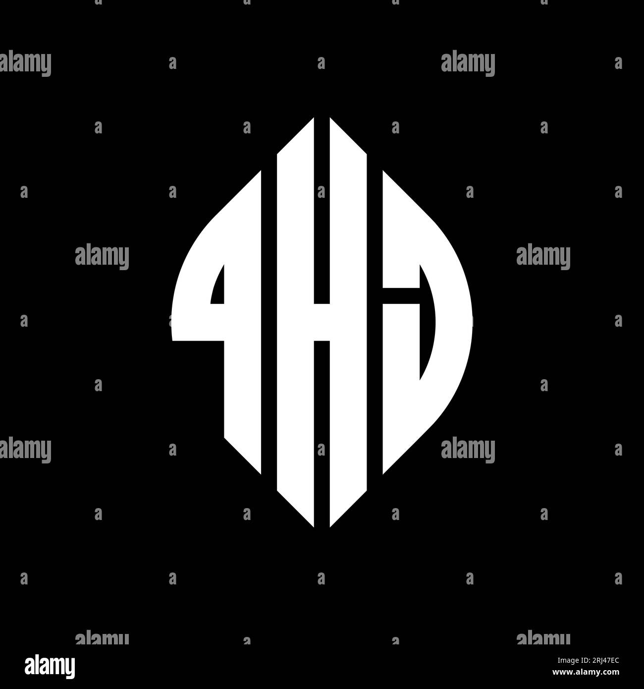 QHJ circle letter logo design with circle and ellipse shape. QHJ ...