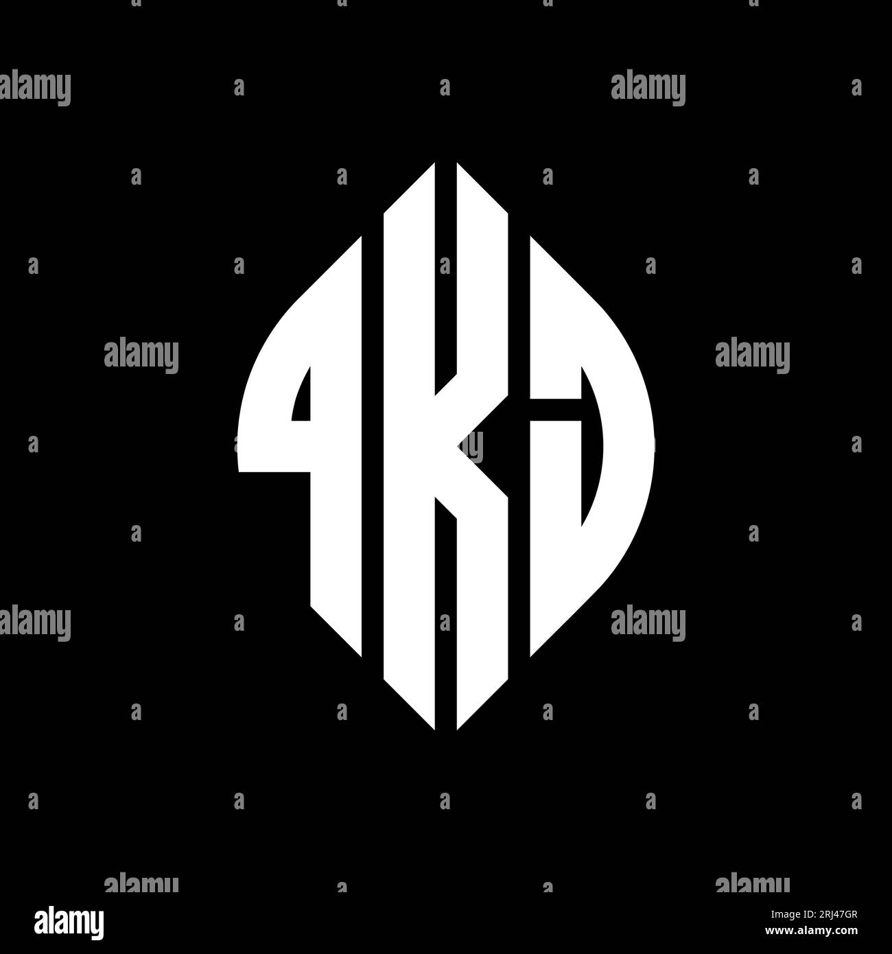 QKJ circle letter logo design with circle and ellipse shape. QKJ ...