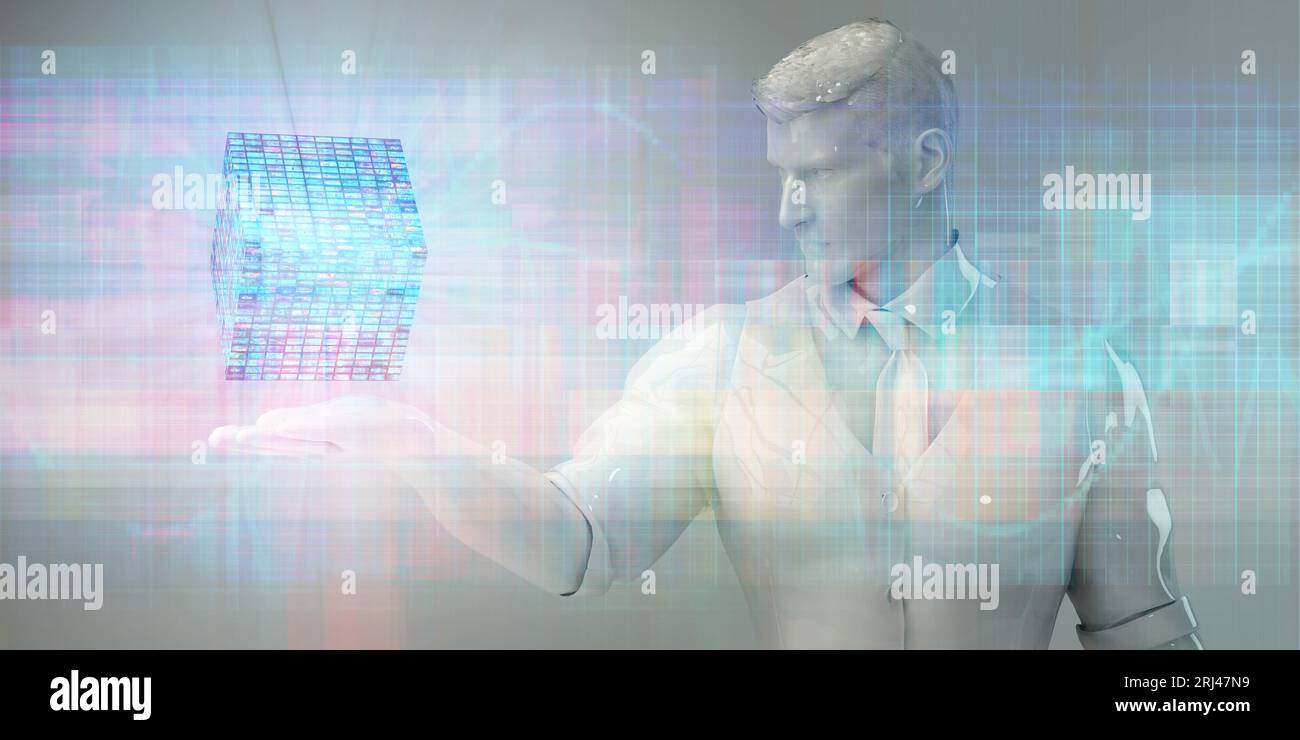Futuristic Digital Network with Data Communication Art Stock Photo - Alamy