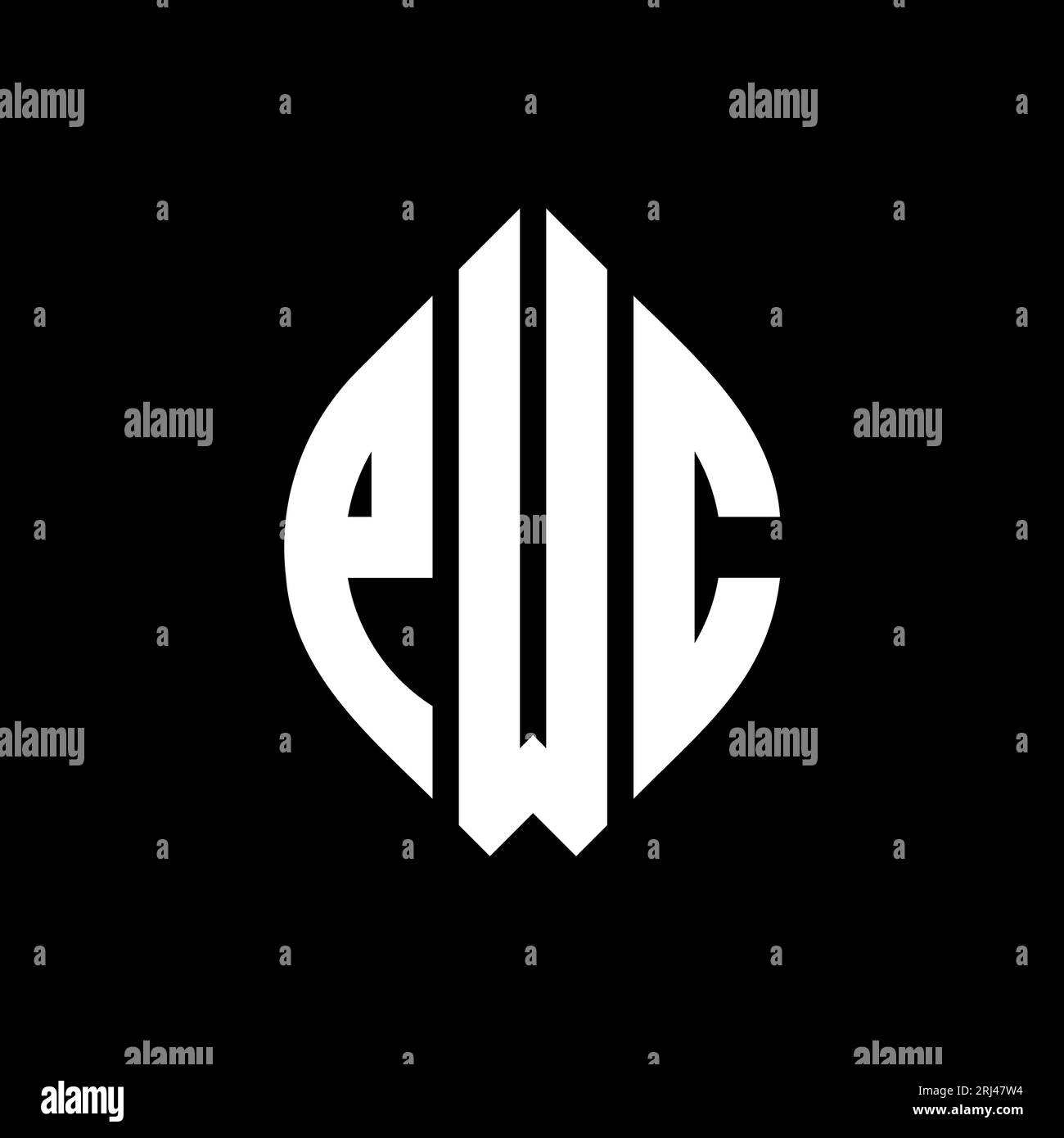 PWC circle letter logo design with circle and ellipse shape. PWC ...