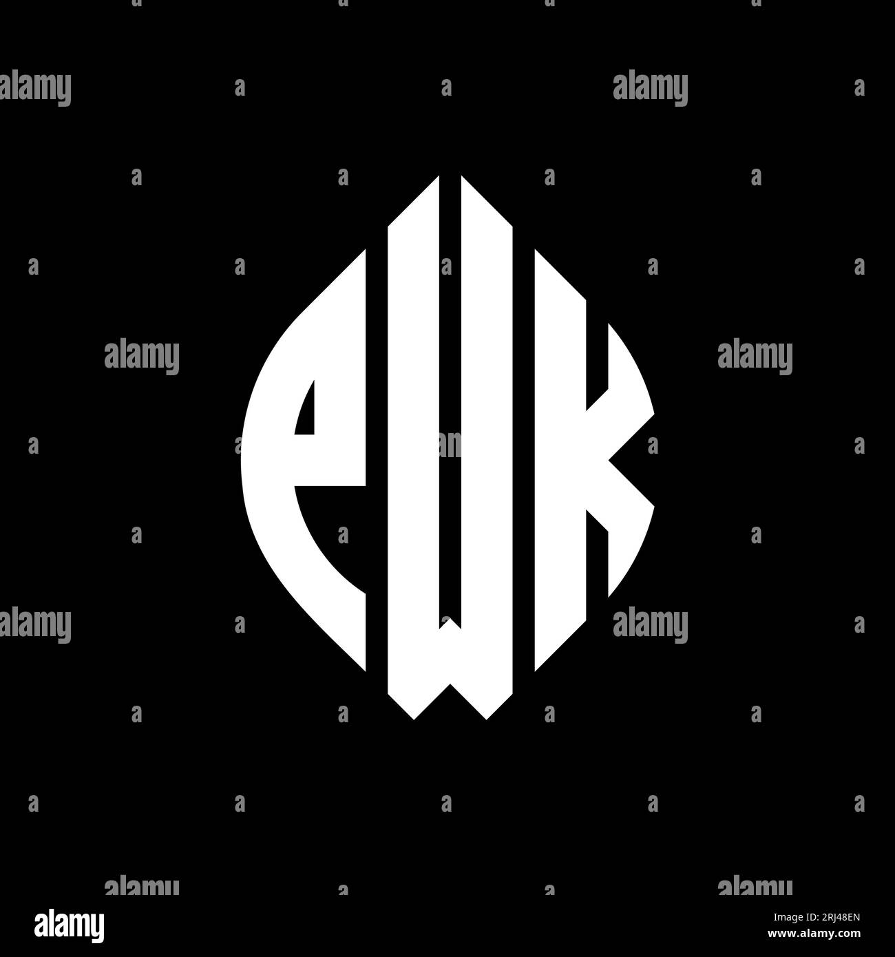 PWK circle letter logo design with circle and ellipse shape. PWK ...