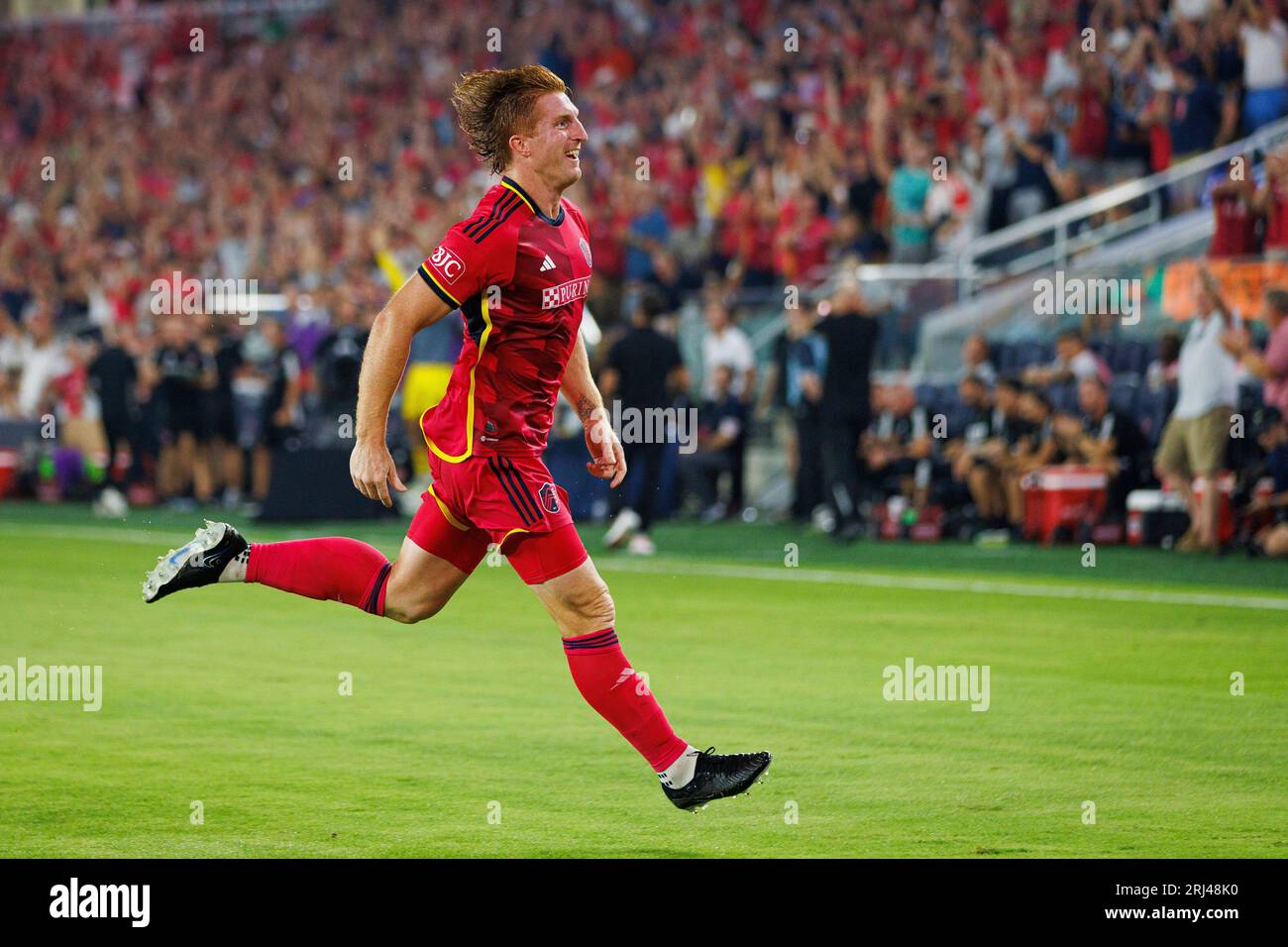 St. Louis City SC defender Tim Parker celebrates after scoring a goal ...