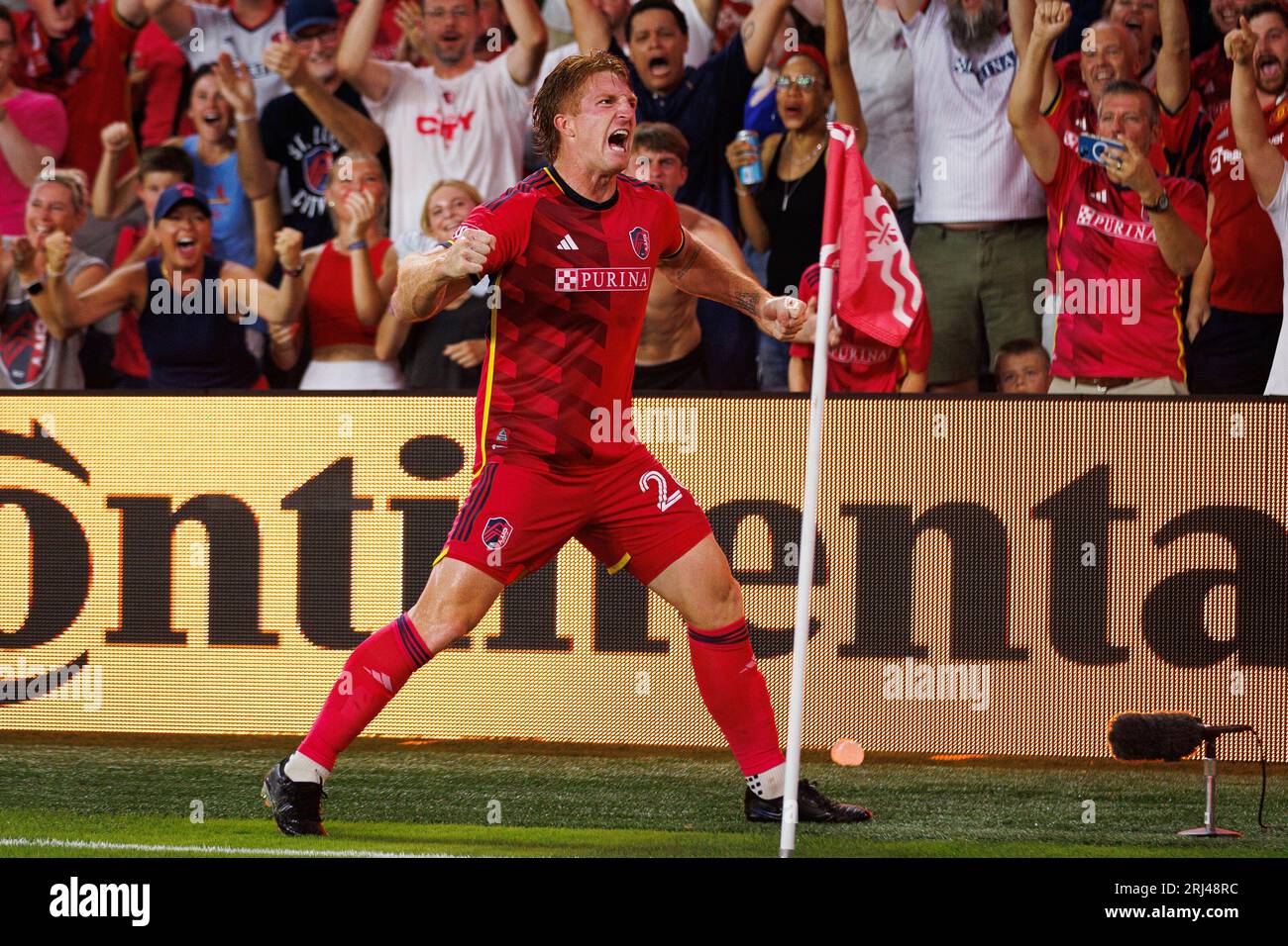 St. Louis City SC defender Tim Parker celebrates after scoring a goal ...