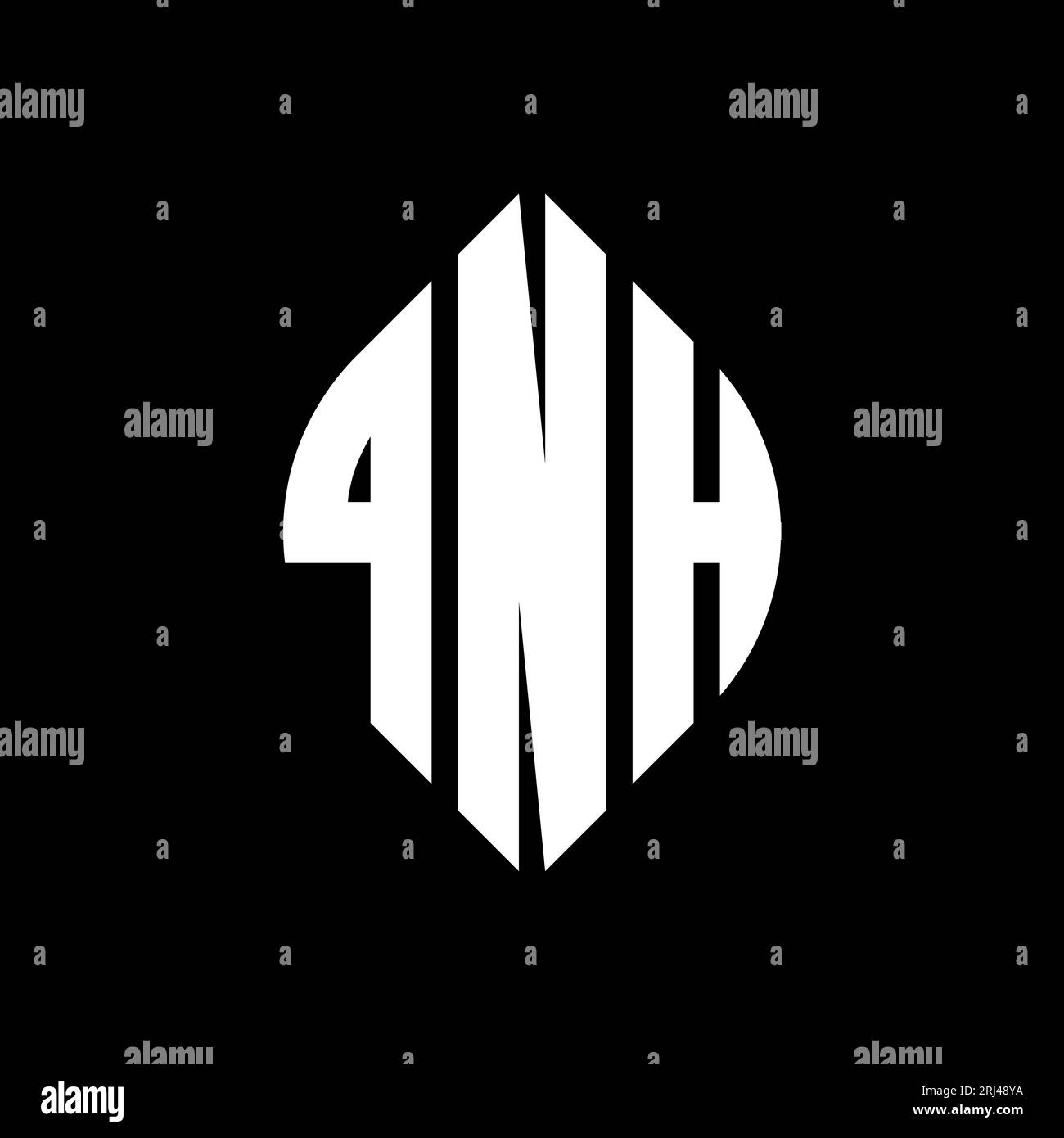 QNH circle letter logo design with circle and ellipse shape. QNH ...