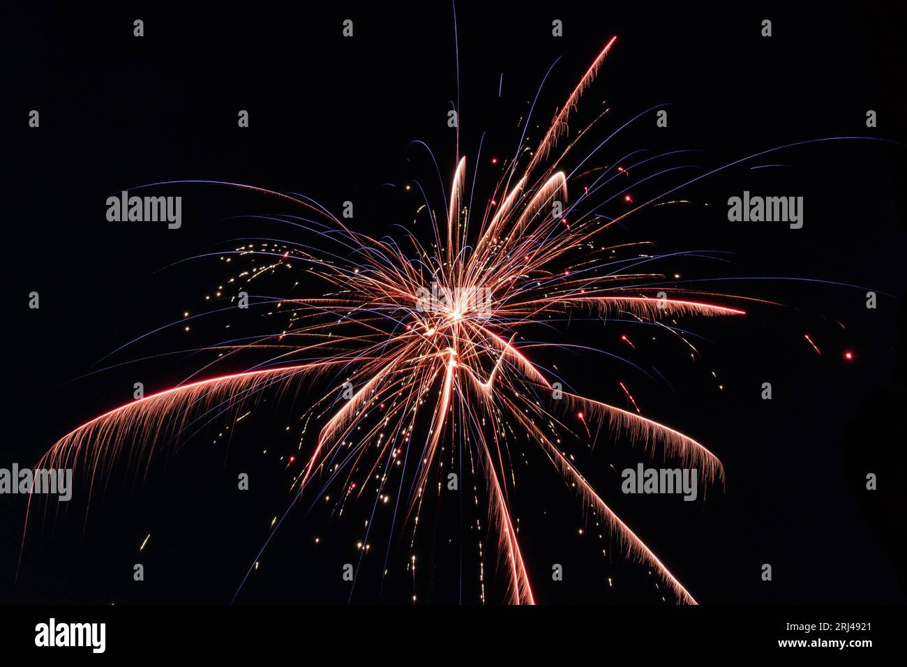 A low angle shot of fireworks at night - perfect for wallpapers Stock ...
