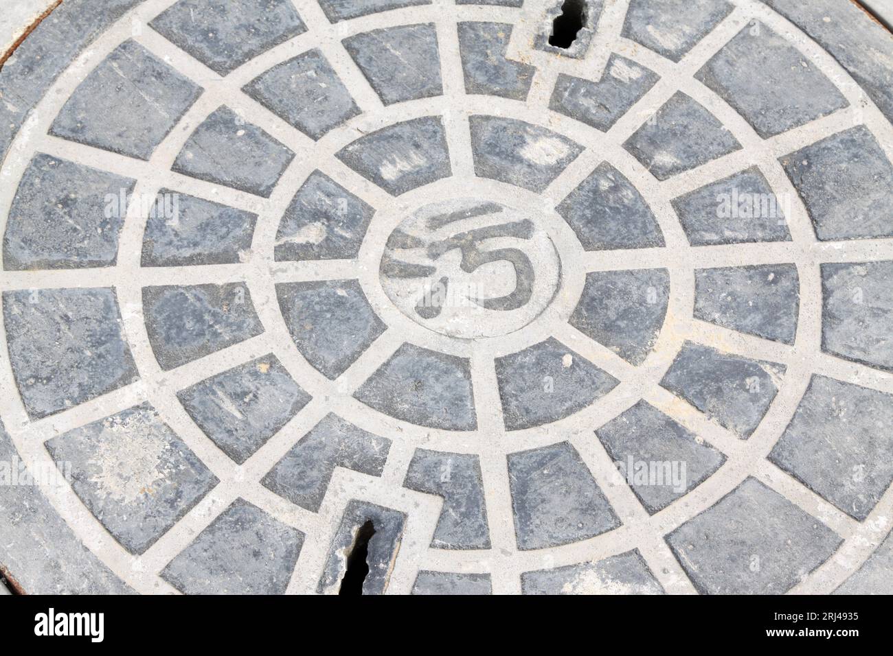 metal catch basin manhole cover in the street in China Stock Photo - Alamy