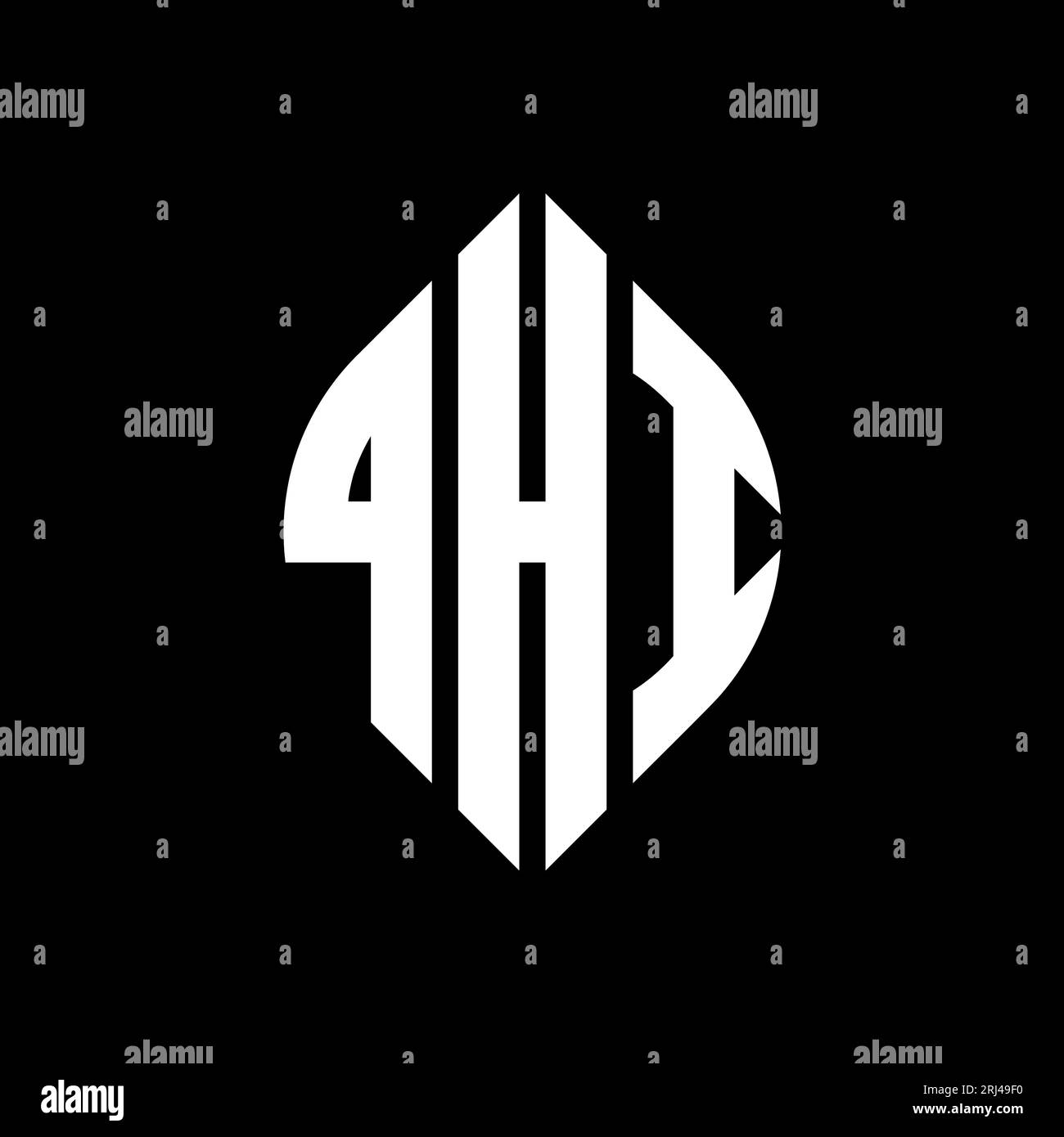 QHI circle letter logo design with circle and ellipse shape. QHI ...