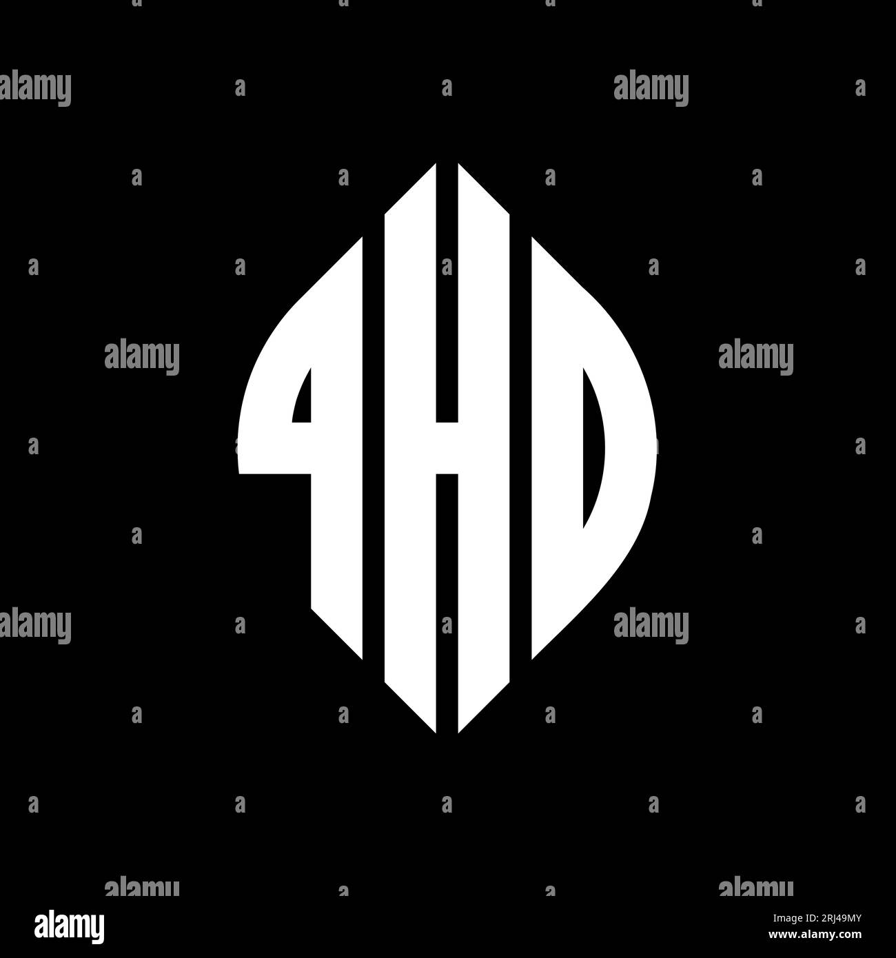 QHD circle letter logo design with circle and ellipse shape. QHD ...