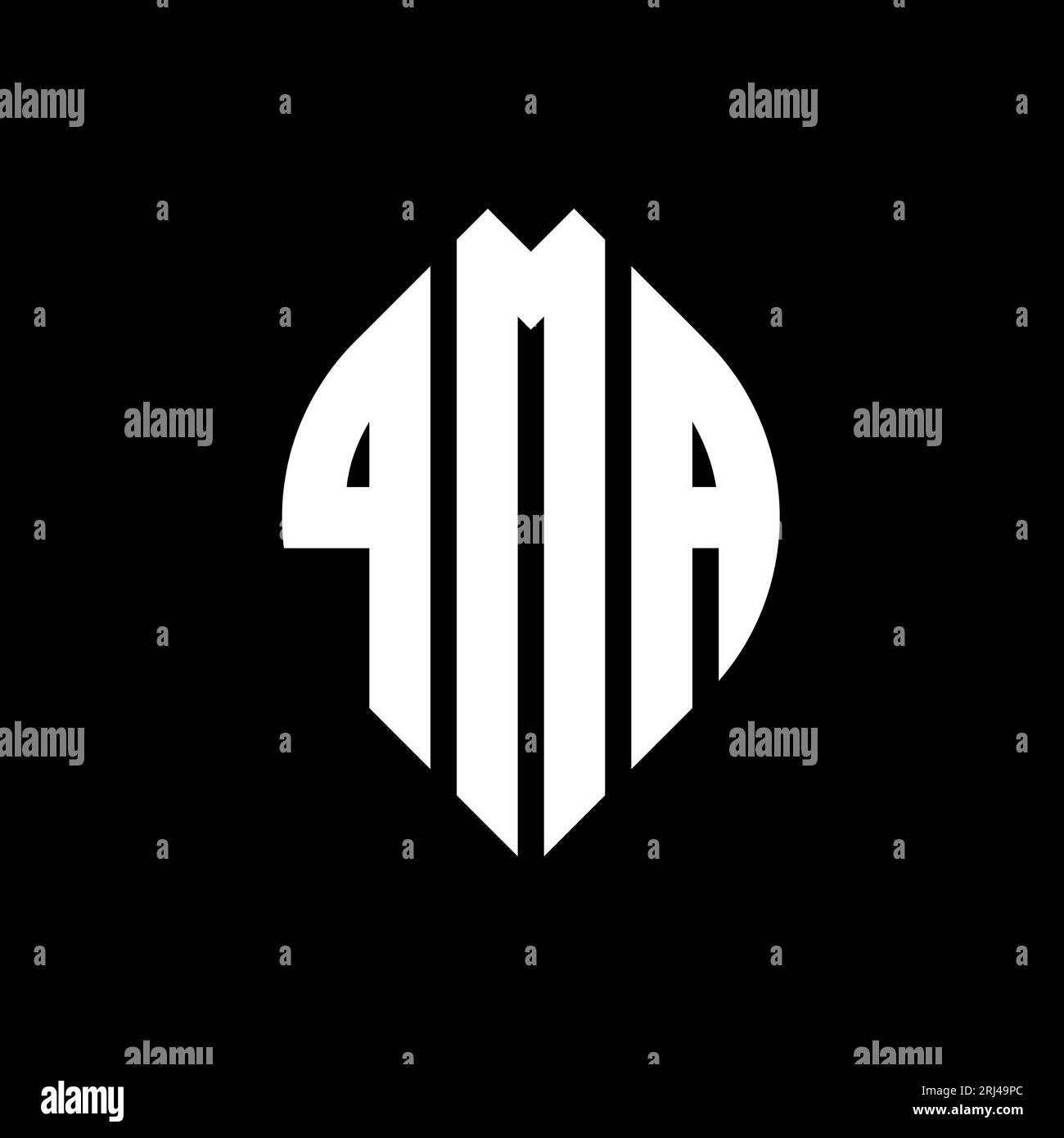 QMA circle letter logo design with circle and ellipse shape. QMA ...