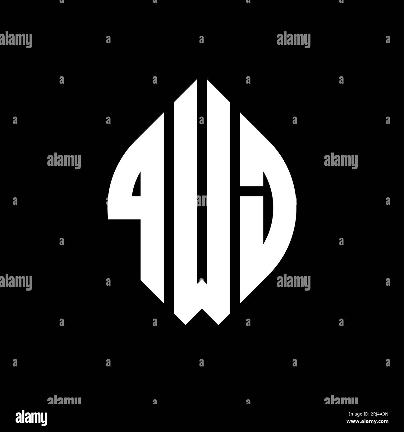 QWJ circle letter logo design with circle and ellipse shape. QWJ ...