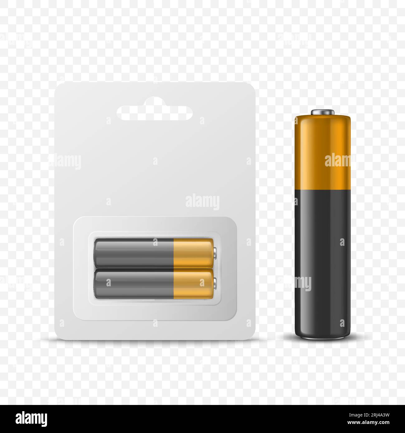 Vector 3d Realistic Two Alkaline Battery in Paper Blister and Battery ...