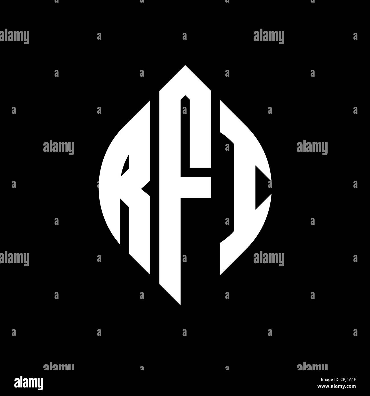 RFI circle letter logo design with circle and ellipse shape. RFI ...