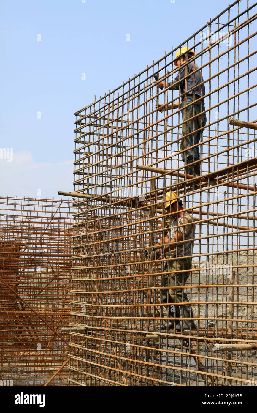 Sea water retaining engineering construction site, northern china Stock ...