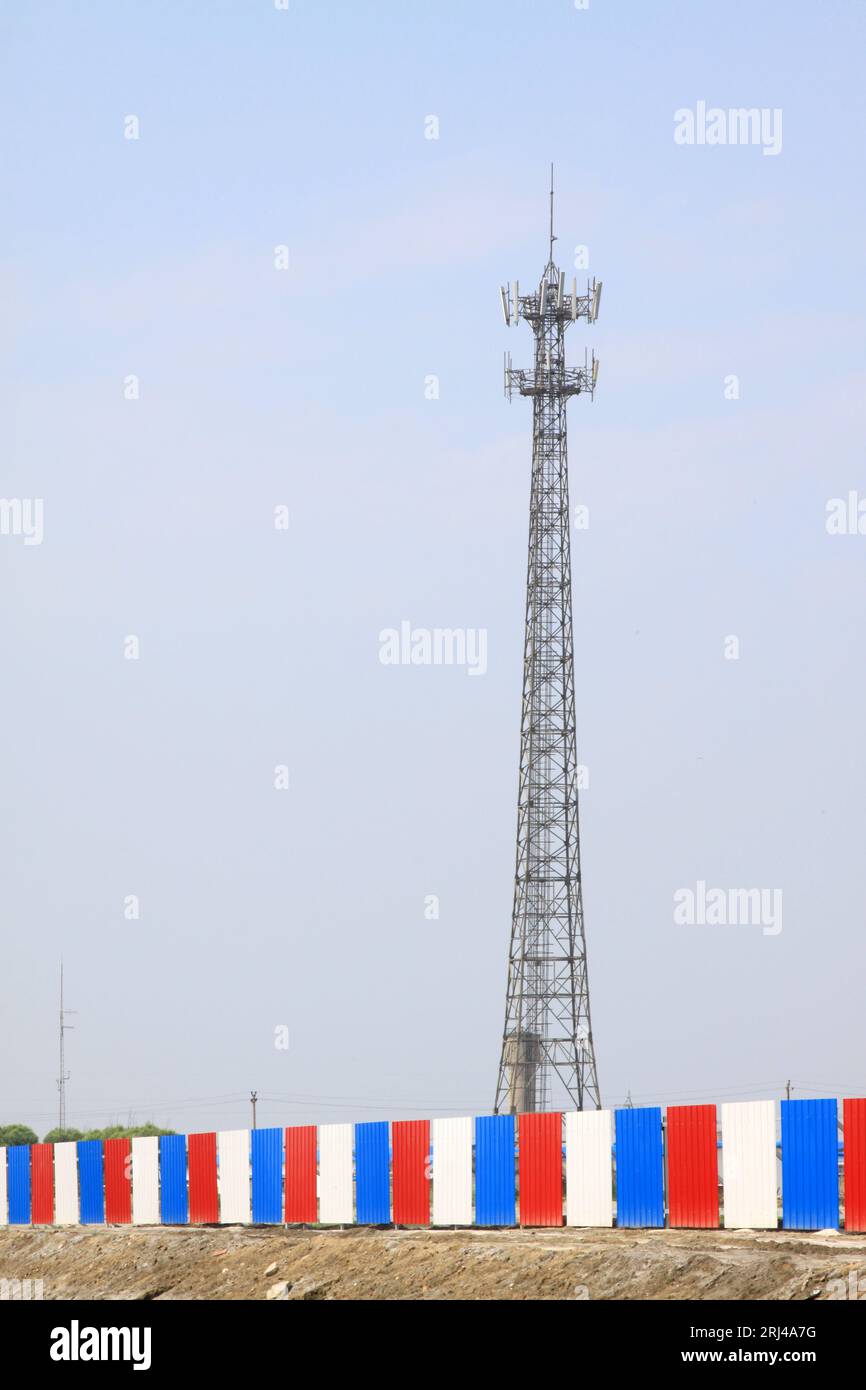 Metal signal tower and coloured walls, northern china Stock Photo - Alamy