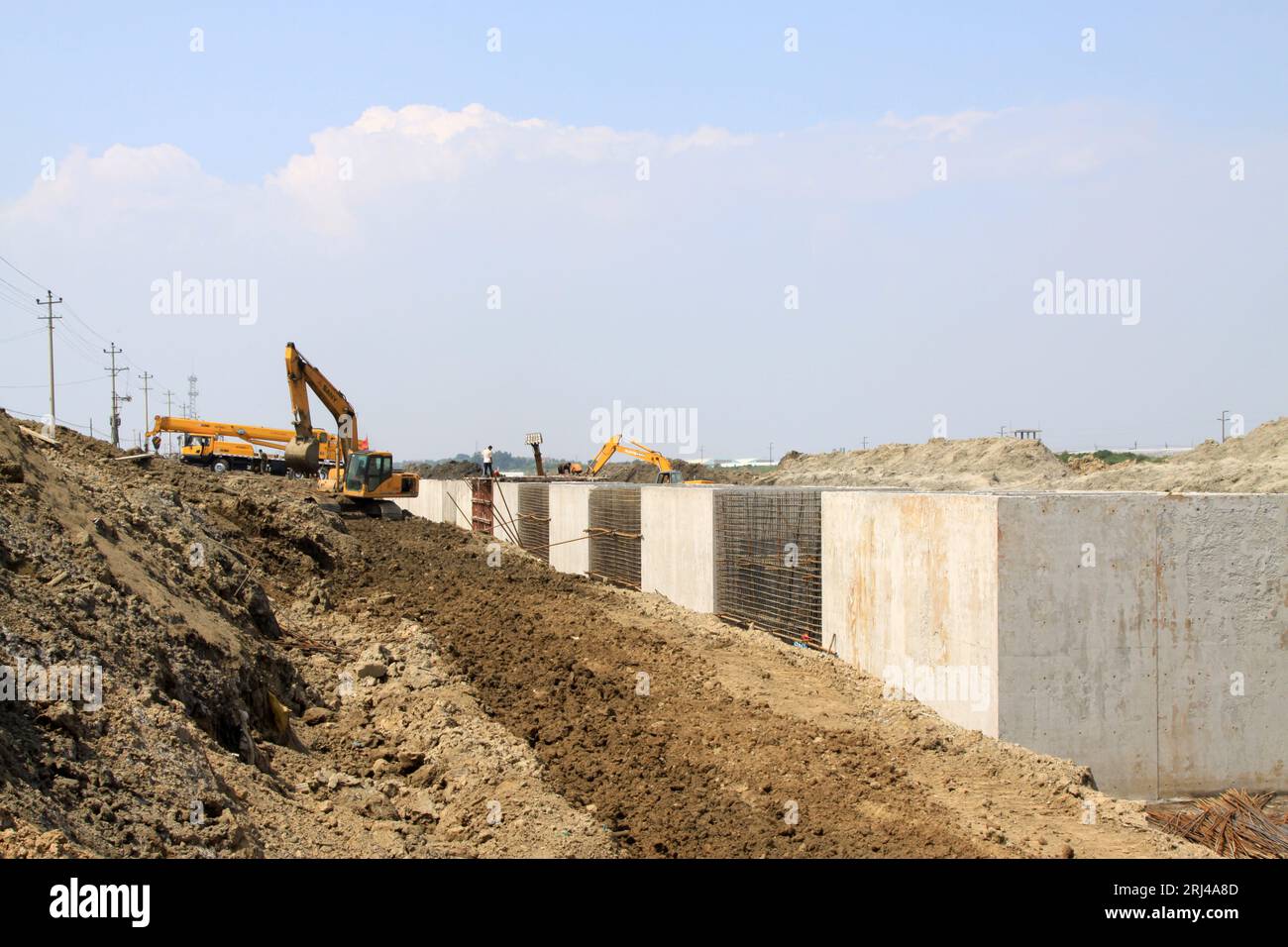 Sea water retaining engineering construction site, northern china Stock ...