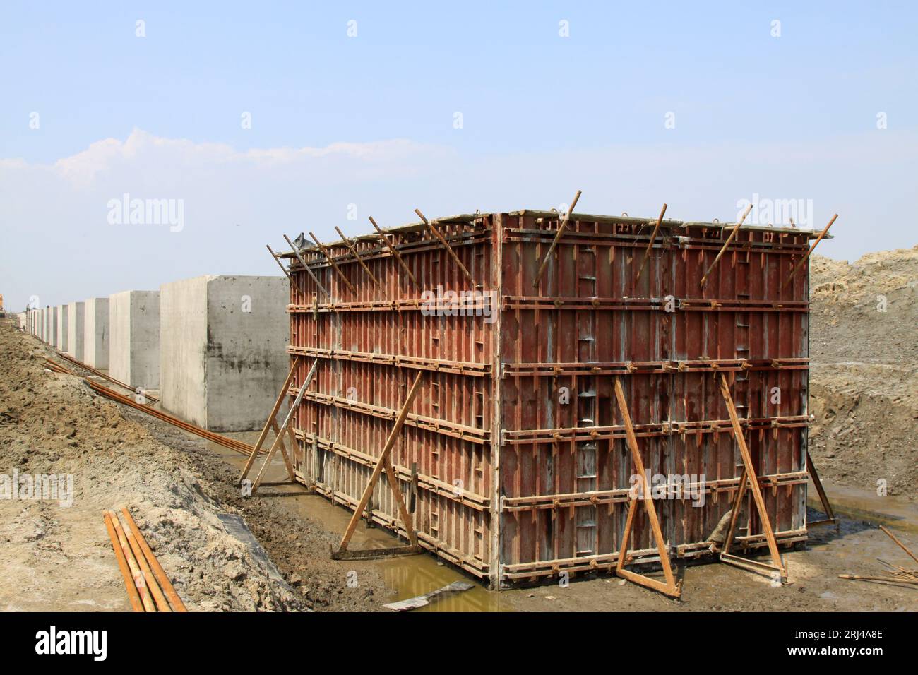 Sea water retaining engineering construction site, northern china Stock ...