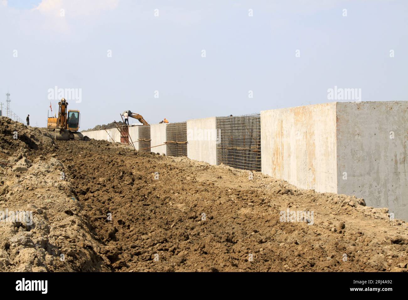 Sea water retaining engineering construction site, northern china Stock ...
