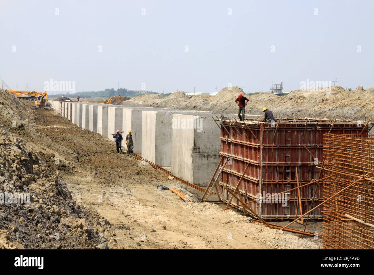 Sea water retaining engineering construction site, northern china Stock ...