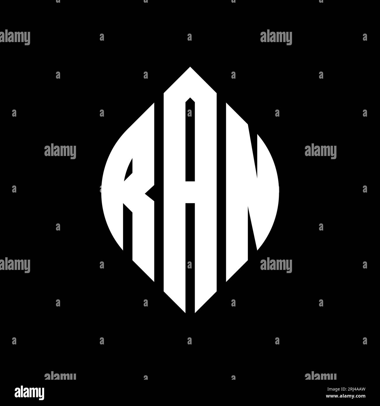 RAN circle letter logo design with circle and ellipse shape. RAN ...