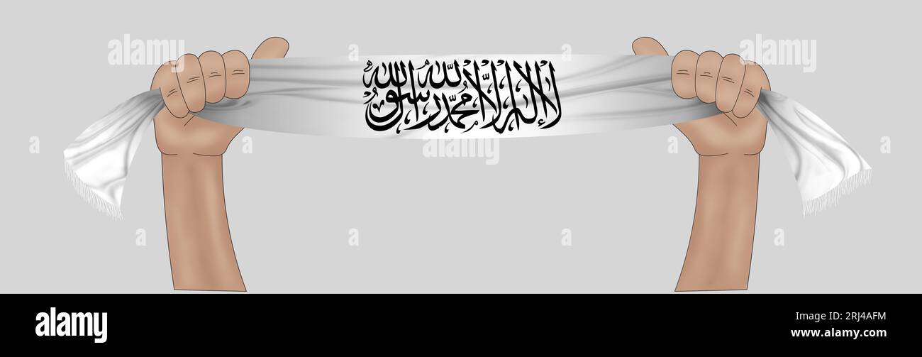 3D illustration. Hand holding flag of Afghanistan on a fabric ribbon ...