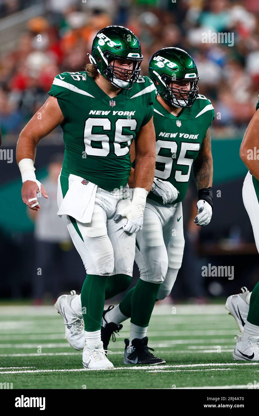 New York Jets center Joe Tippmann (66) and Trystan Colon (65) in action ...