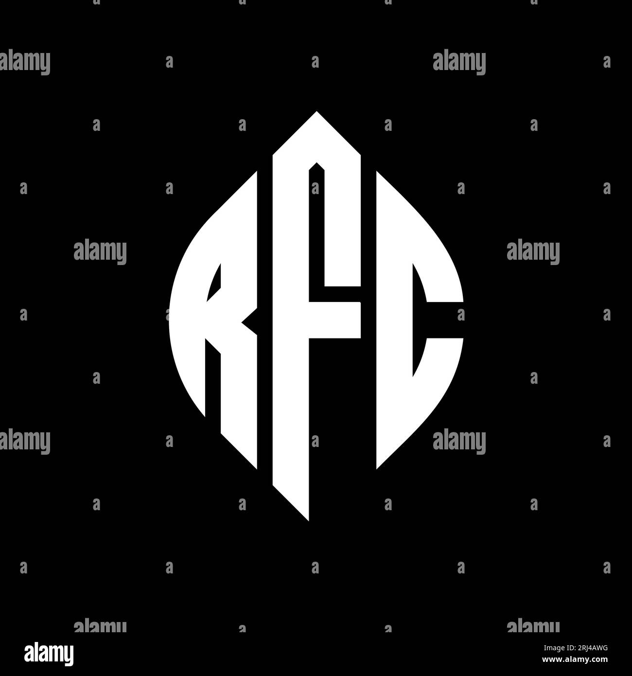 RFC circle letter logo design with circle and ellipse shape. RFC ...