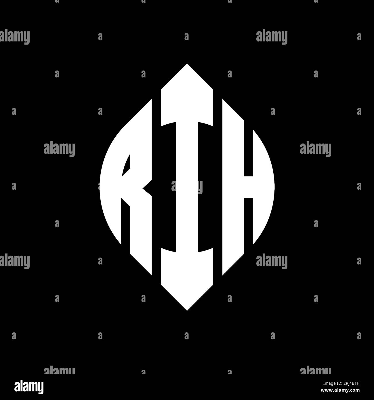 RIH circle letter logo design with circle and ellipse shape. RIH ...