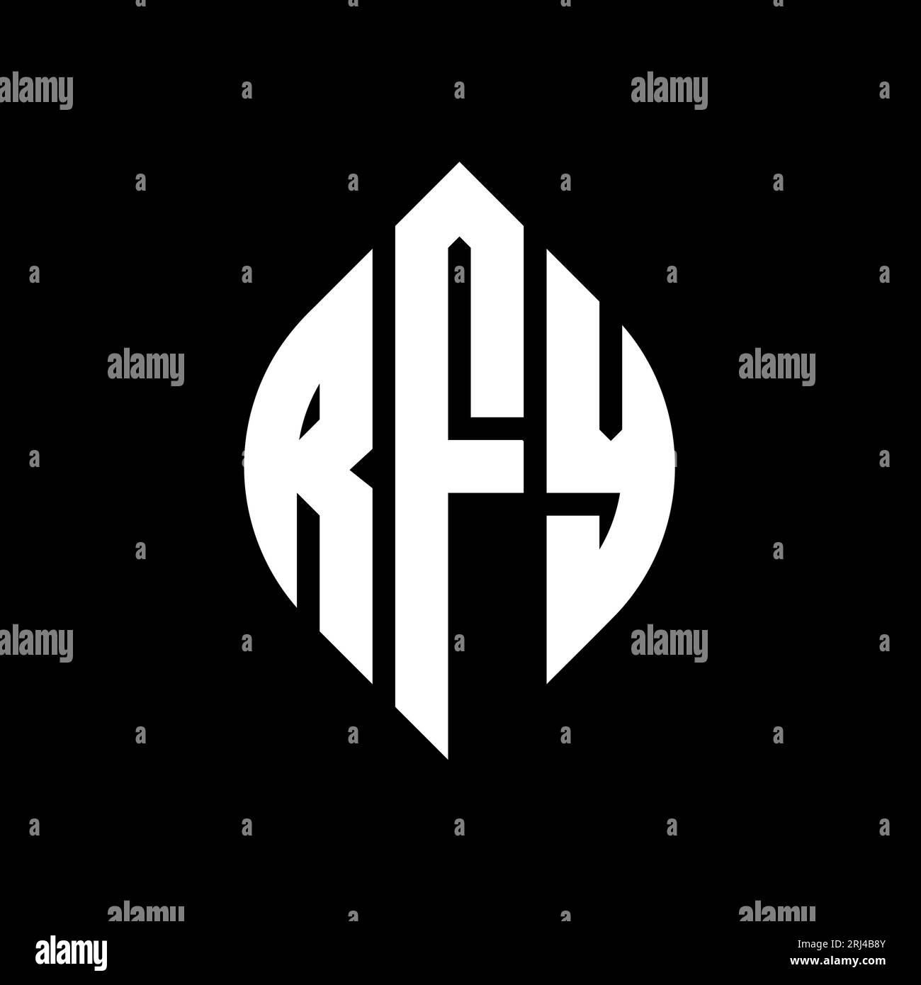 RFY circle letter logo design with circle and ellipse shape. RFY ellipse letters with ...