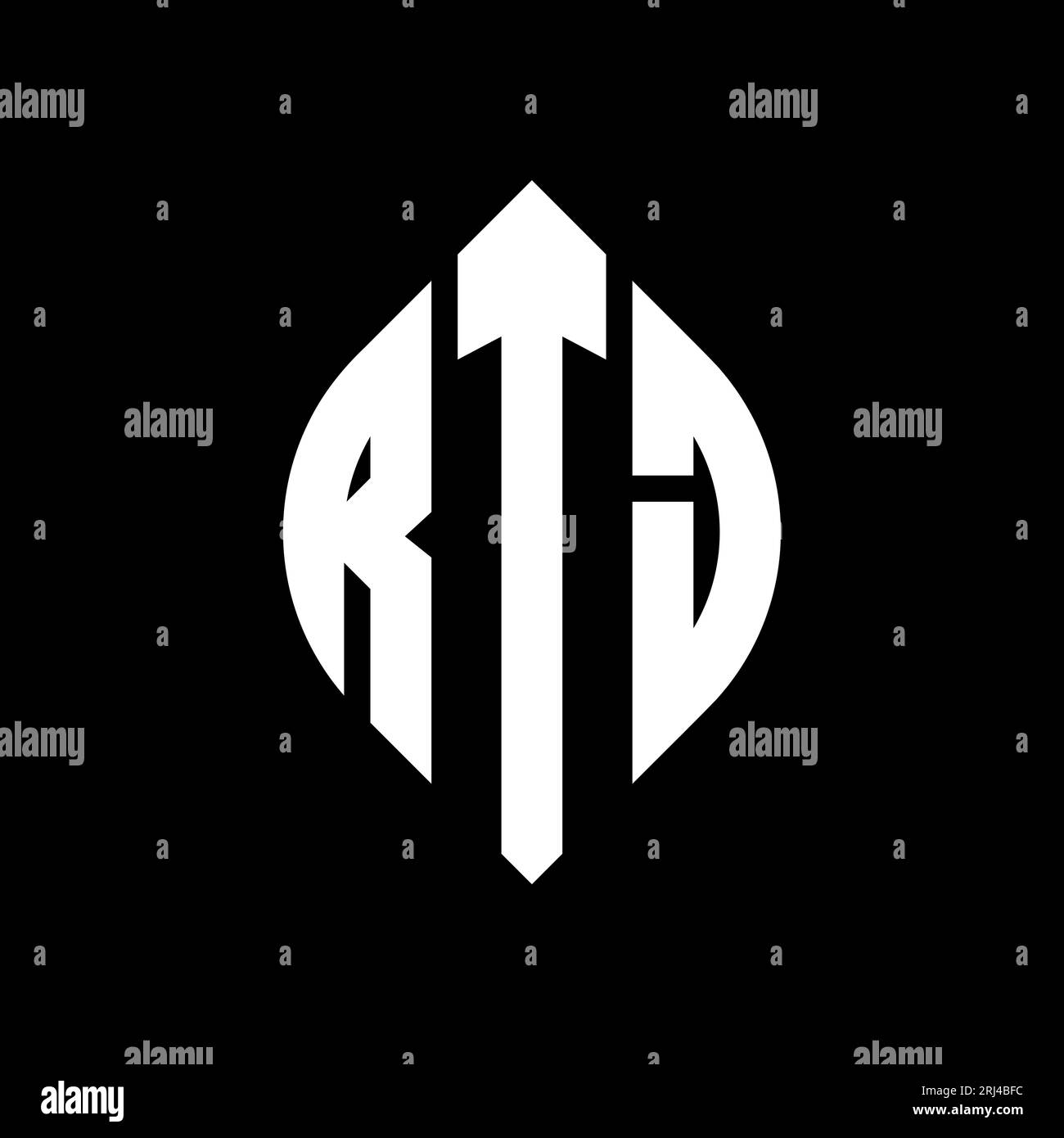 RTJ circle letter logo design with circle and ellipse shape. RTJ ...