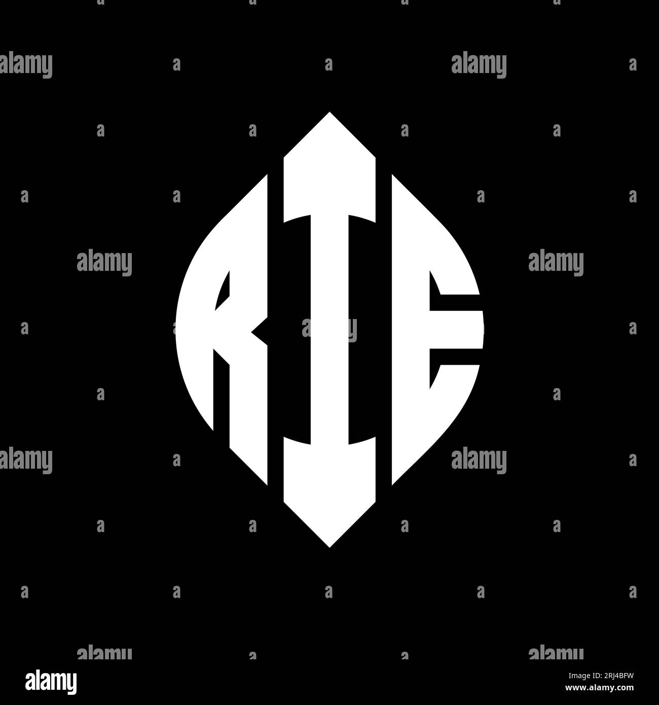 RIE circle letter logo design with circle and ellipse shape. RIE ...