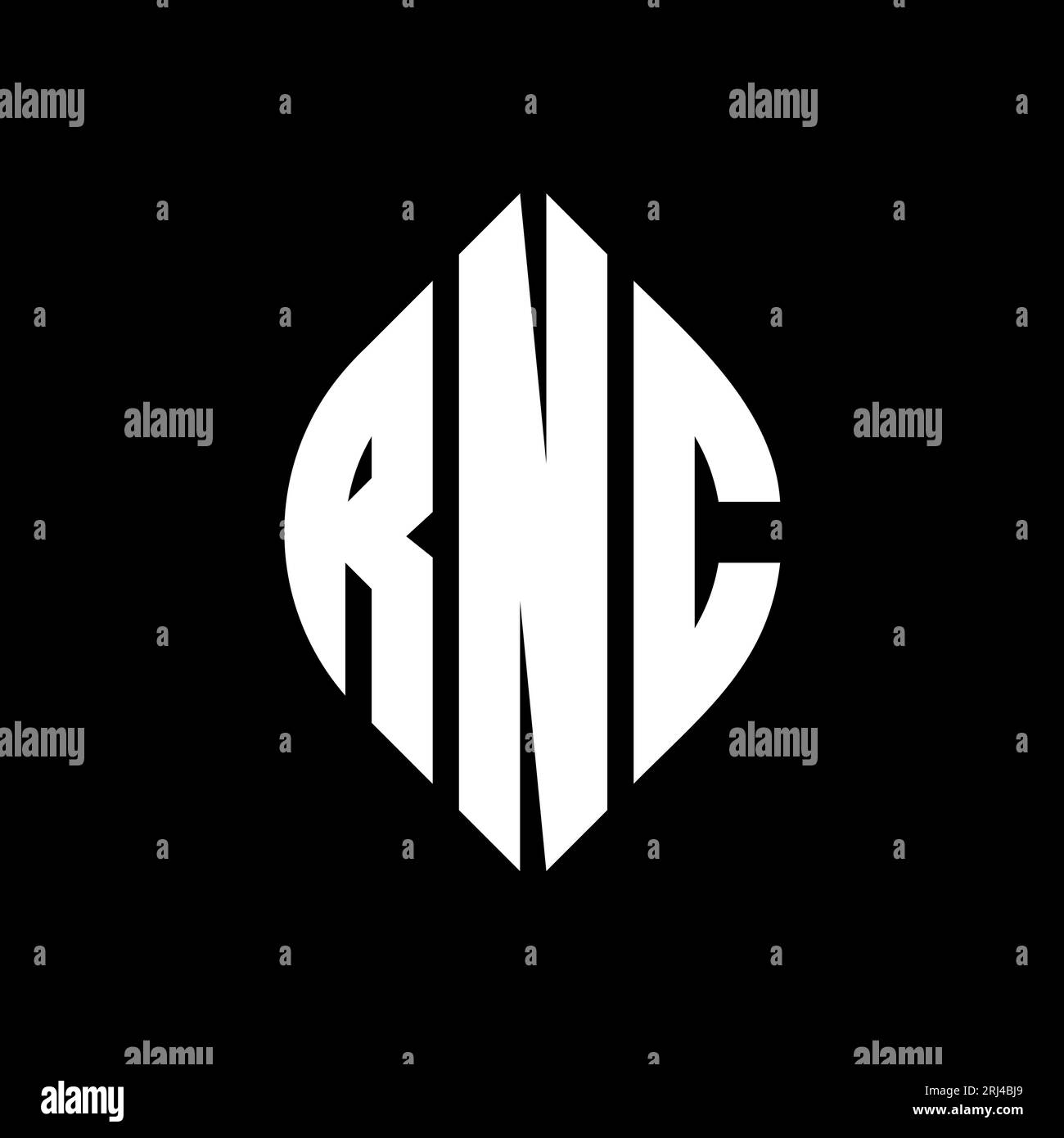 RNC circle letter logo design with circle and ellipse shape. RNC ...
