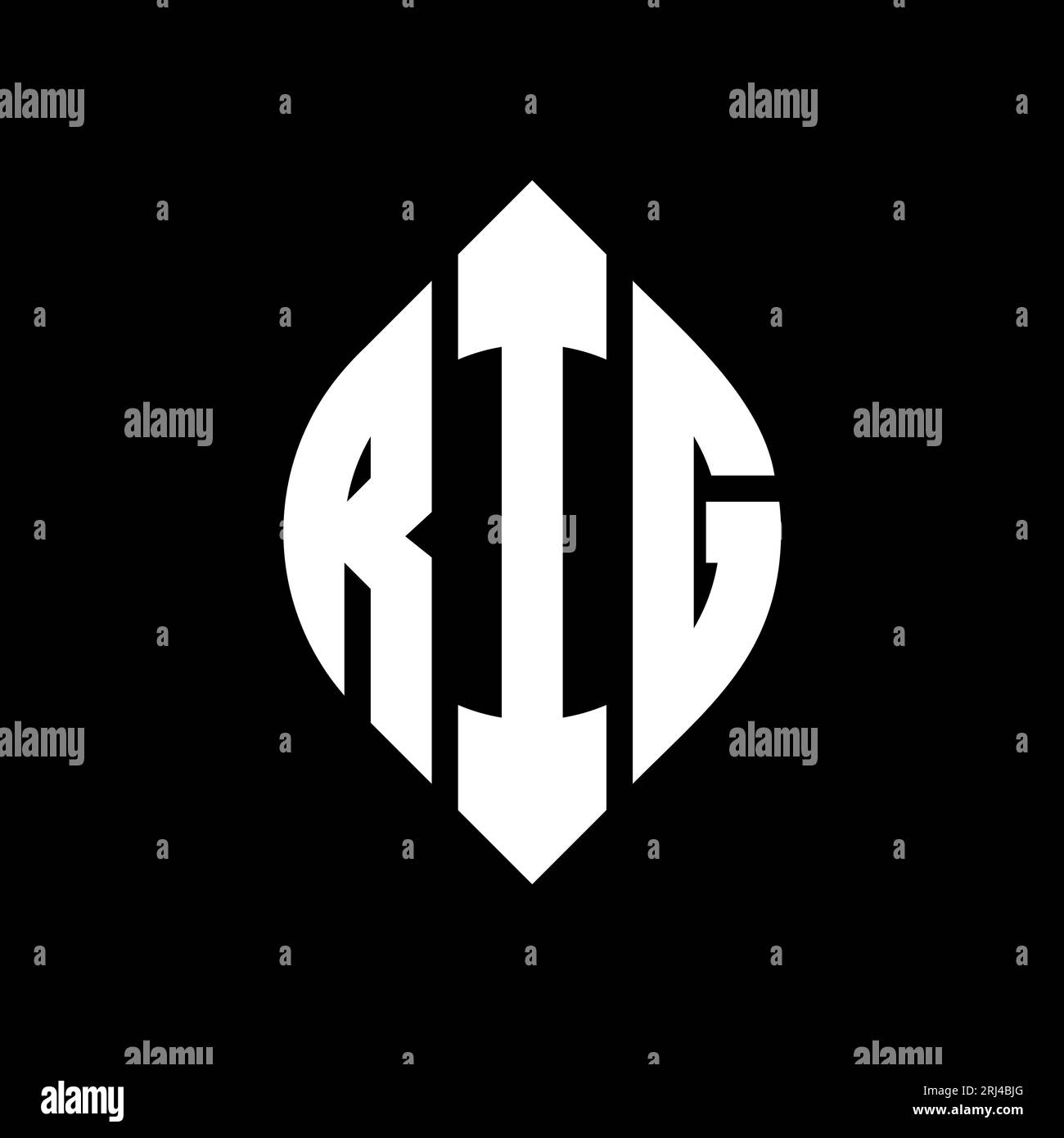 RIG circle letter logo design with circle and ellipse shape. RIG ...