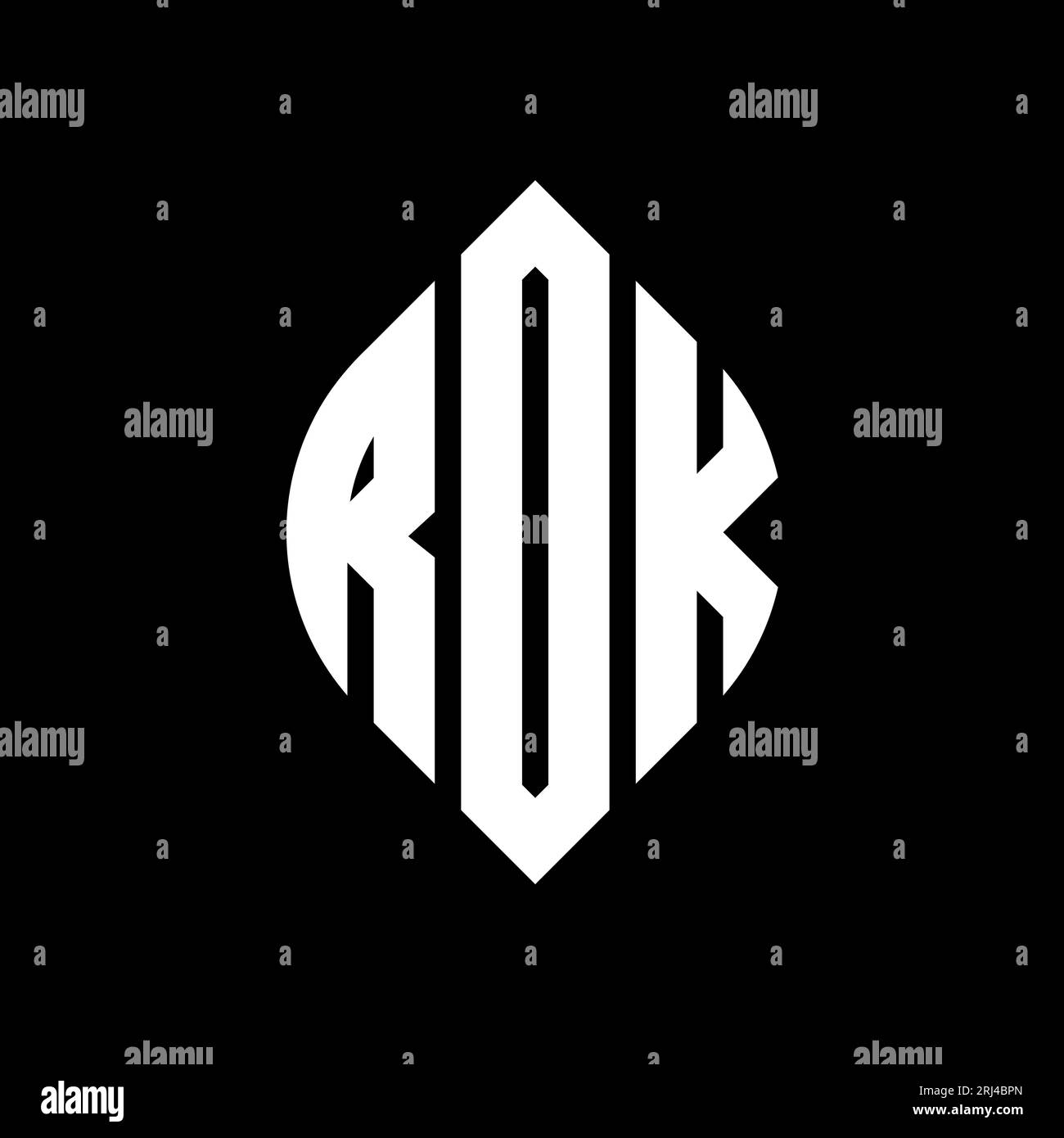 ROK circle letter logo design with circle and ellipse shape. ROK ...