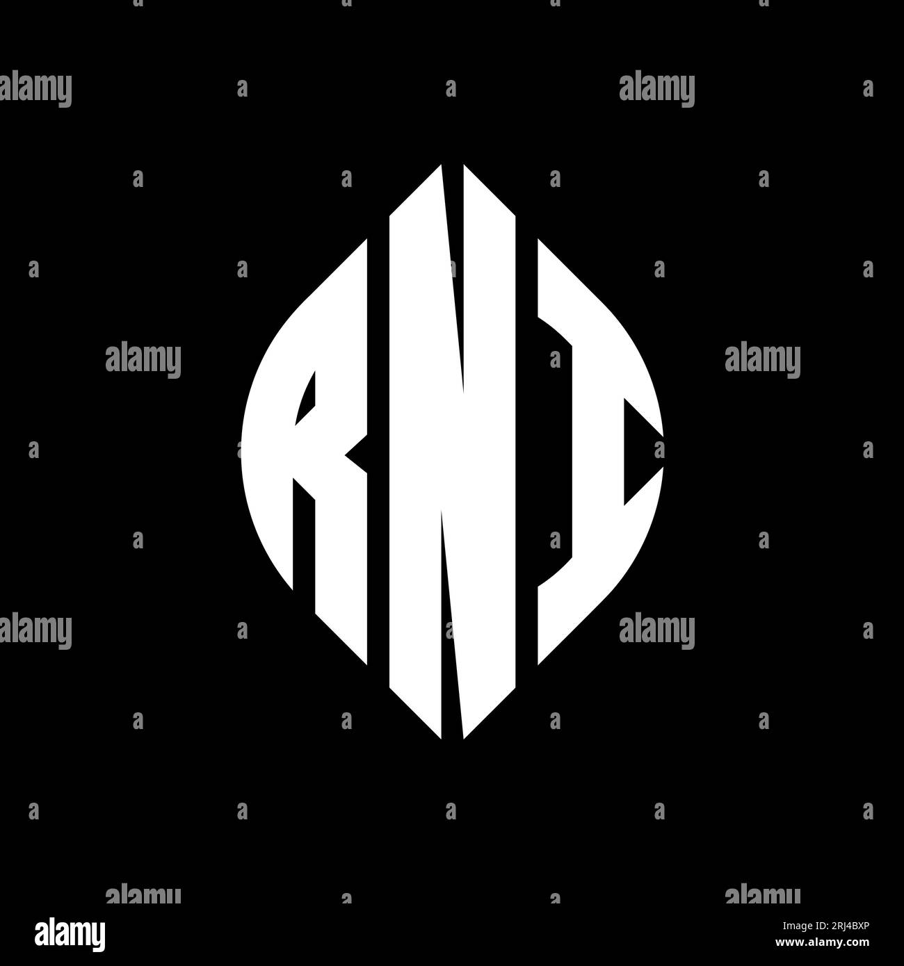 RNI circle letter logo design with circle and ellipse shape. RNI ...