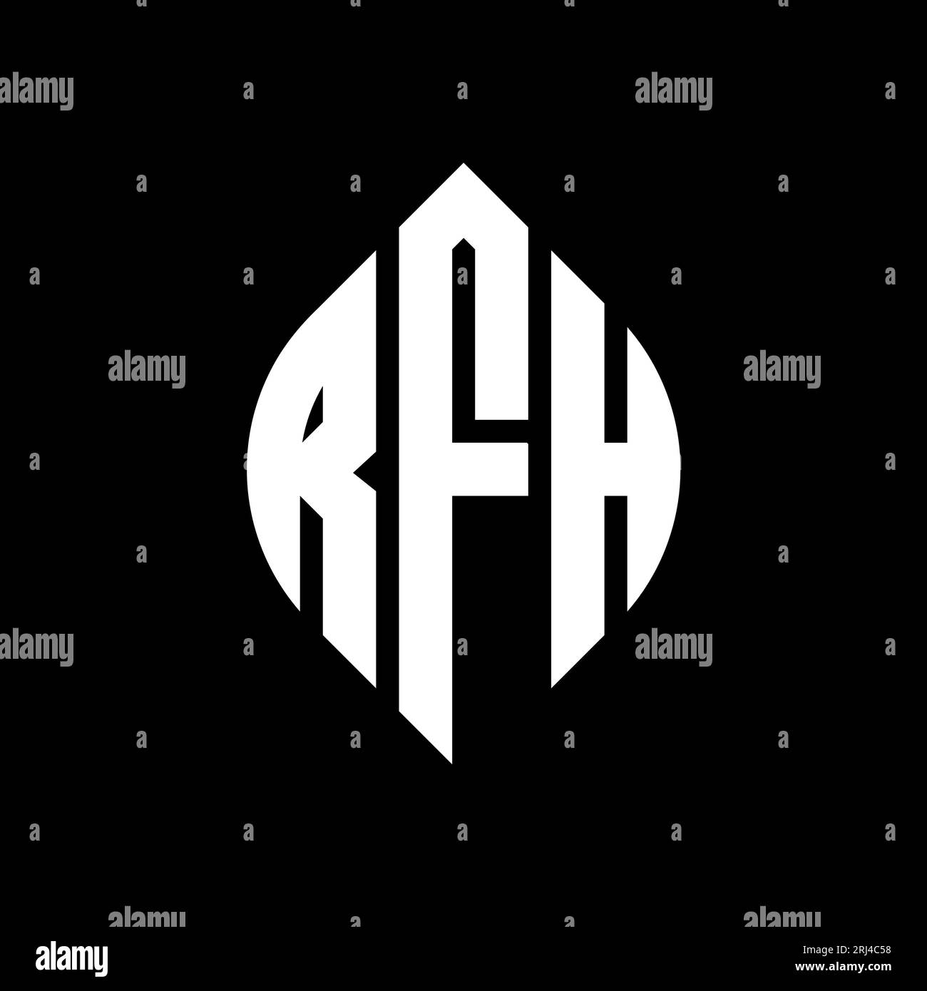 RFH circle letter logo design with circle and ellipse shape. RFH ...