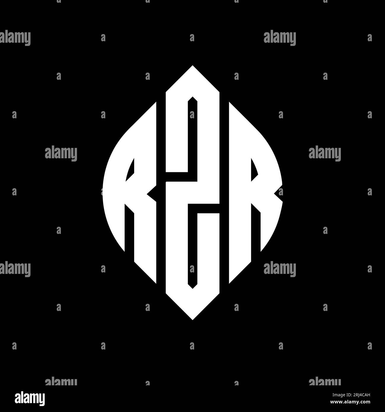 RZR circle letter logo design with circle and ellipse shape. RZR ...