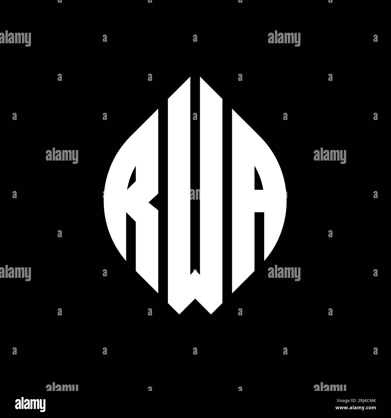 RWA circle letter logo design with circle and ellipse shape. RWA ...