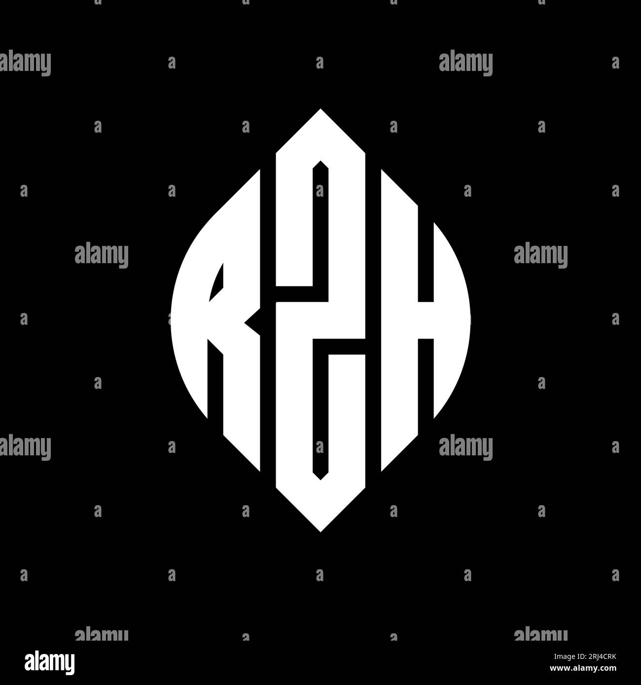 RZH circle letter logo design with circle and ellipse shape. RZH ...