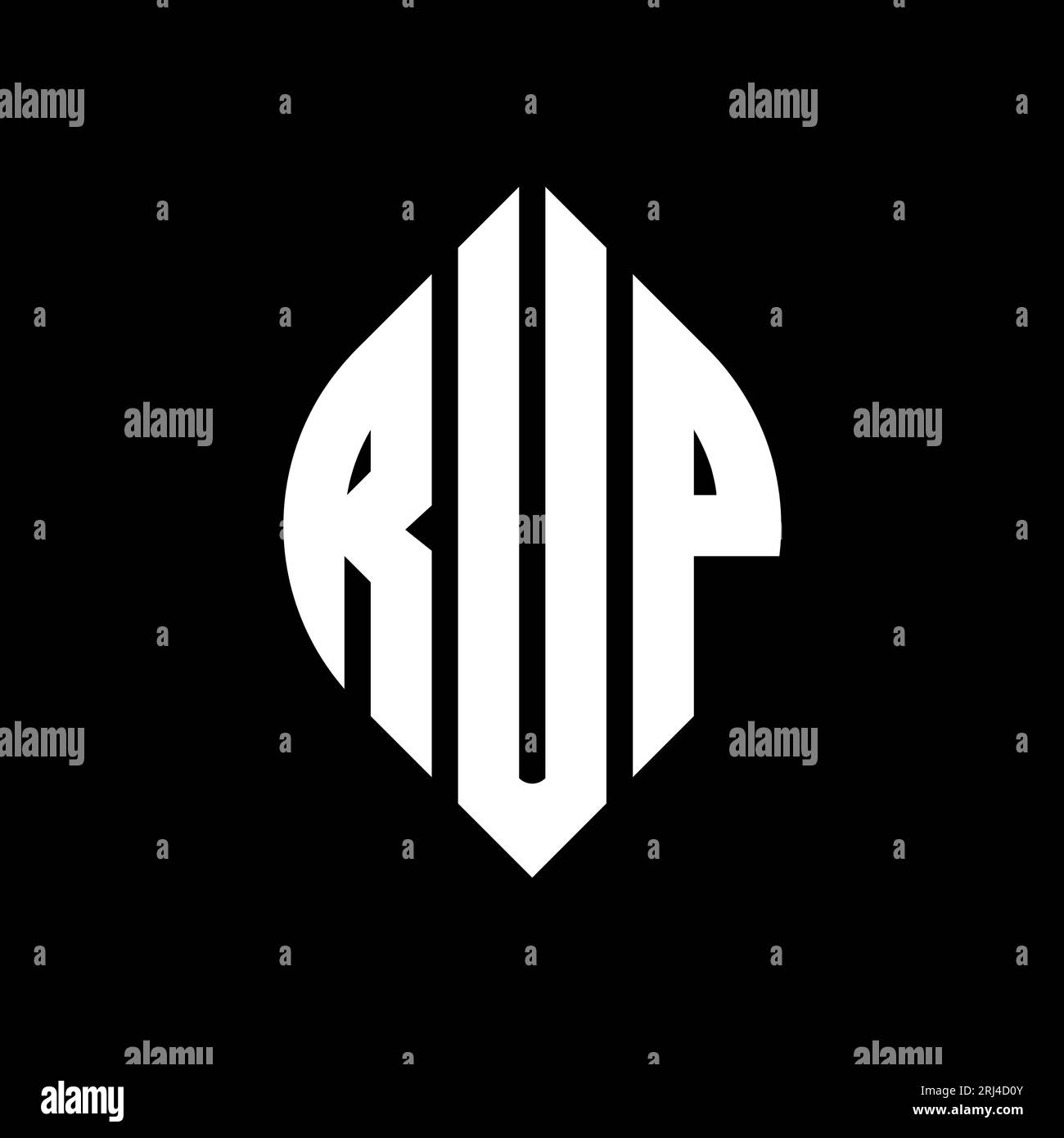 RUP circle letter logo design with circle and ellipse shape. RUP ellipse letters with ...
