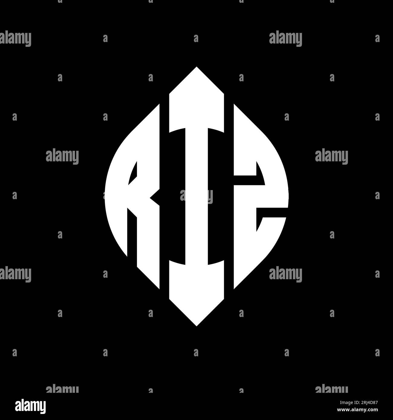 RIZ circle letter logo design with circle and ellipse shape. RIZ ...