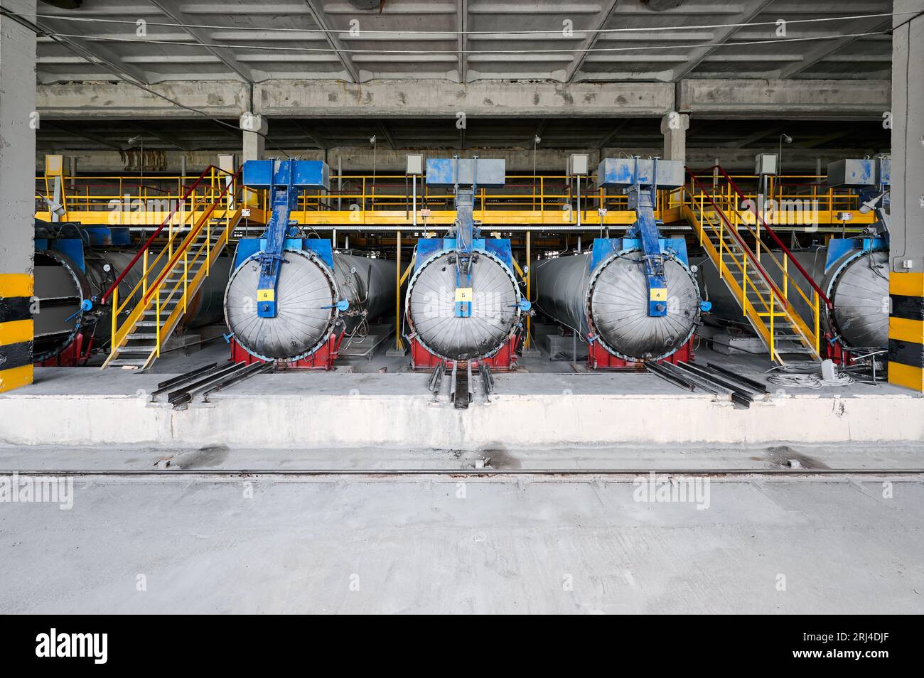 Autoclaves for foam concrete blocks hardening at factory Stock Photo ...