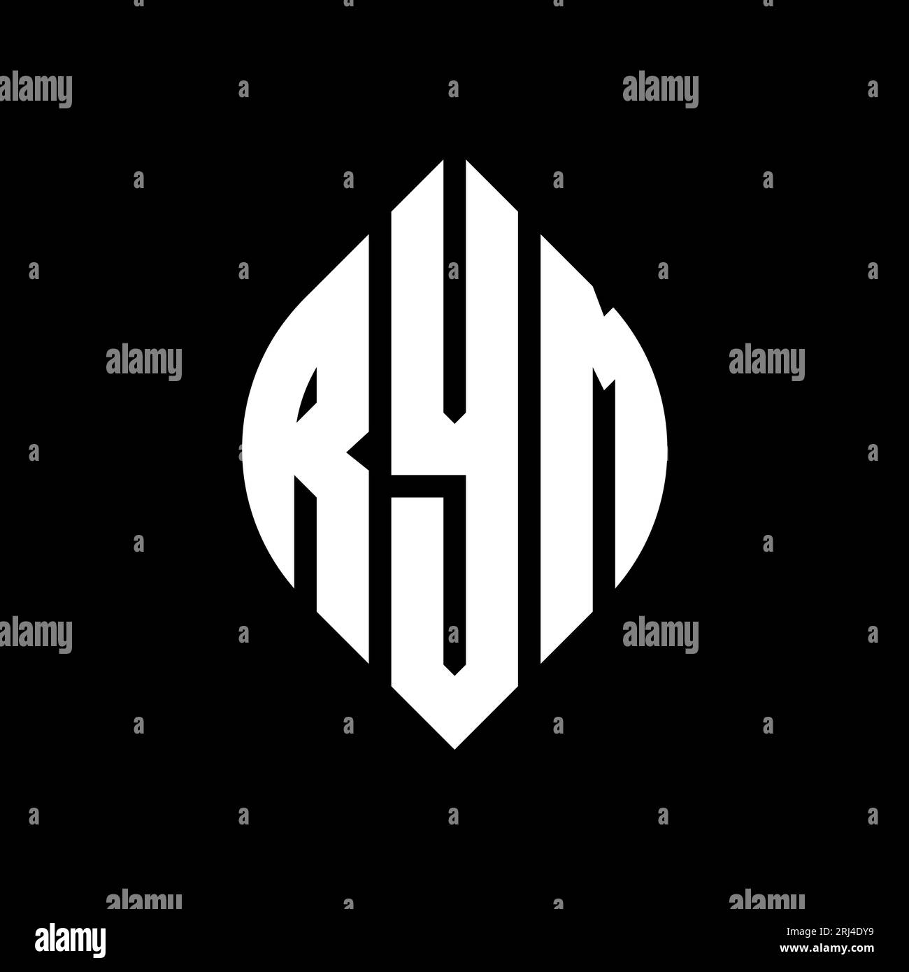 RYM circle letter logo design with circle and ellipse shape. RYM ...