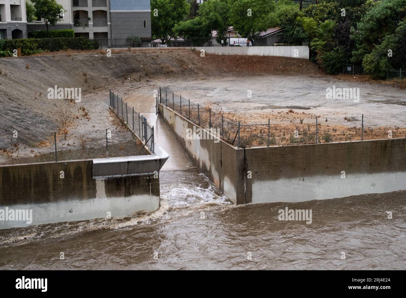 Los Angeles, USA. 20 Aug, 2023. The flooded Los Angeles River in ...