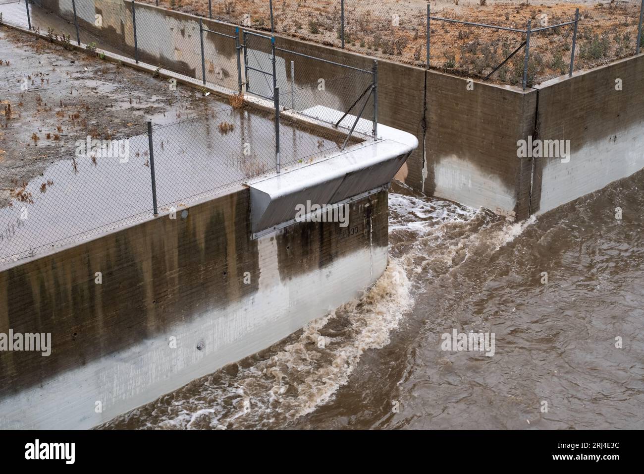 Los Angeles, USA. 20 Aug, 2023. The flooded Los Angeles River in ...
