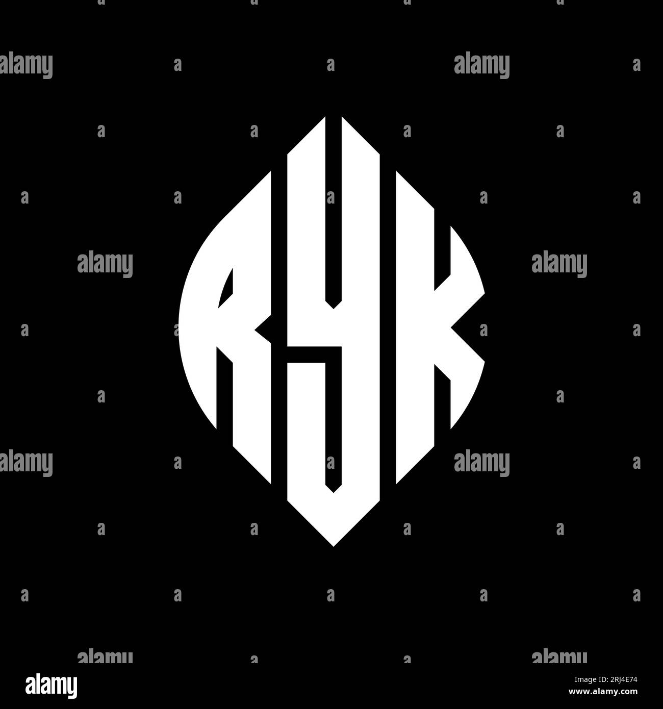 RYK circle letter logo design with circle and ellipse shape. RYK ...